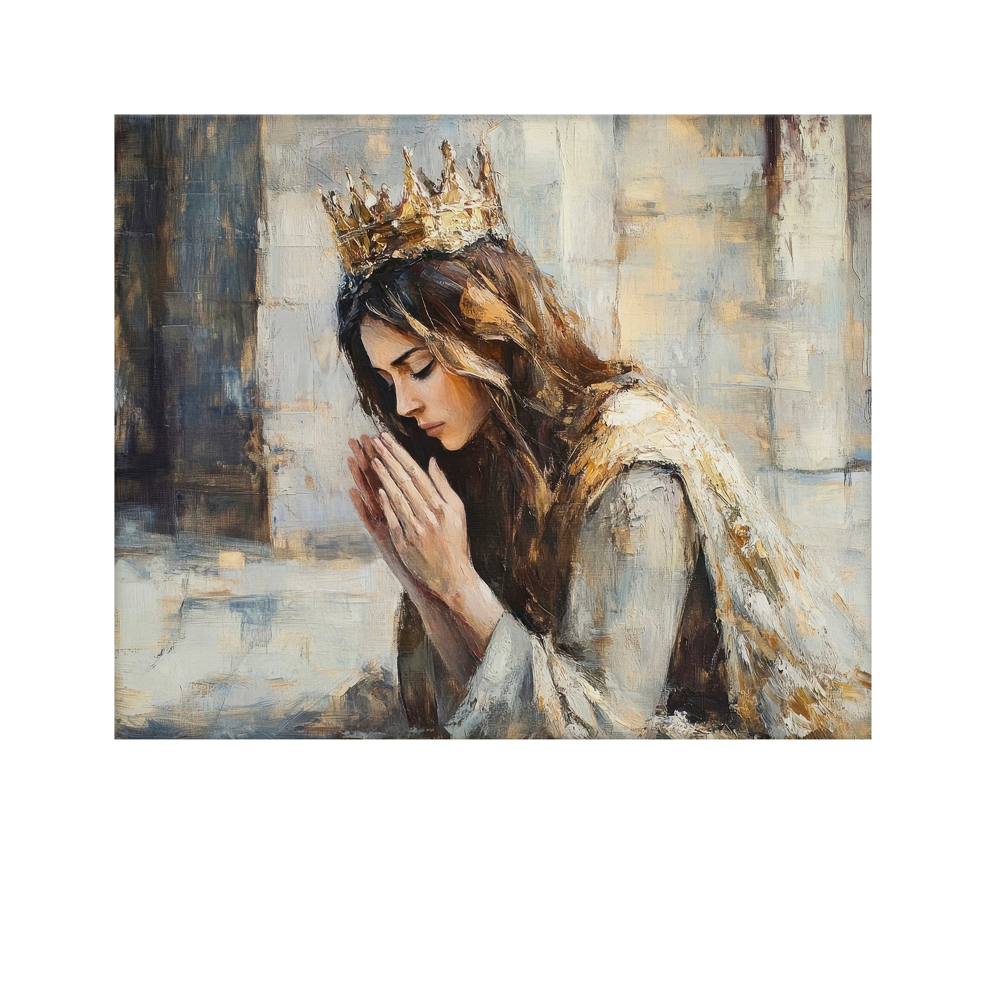 "Queen Esther’s Courage – Kneeling Before the King" Queen Esther Art P – faith in print co.